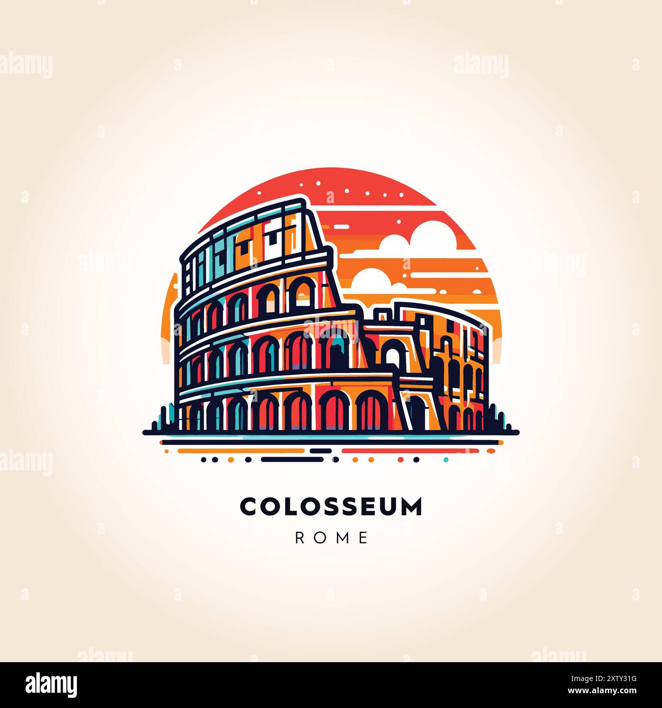 Stylized Colosseum Illustration in Sunset Hues Stock Vector Image & Art ...