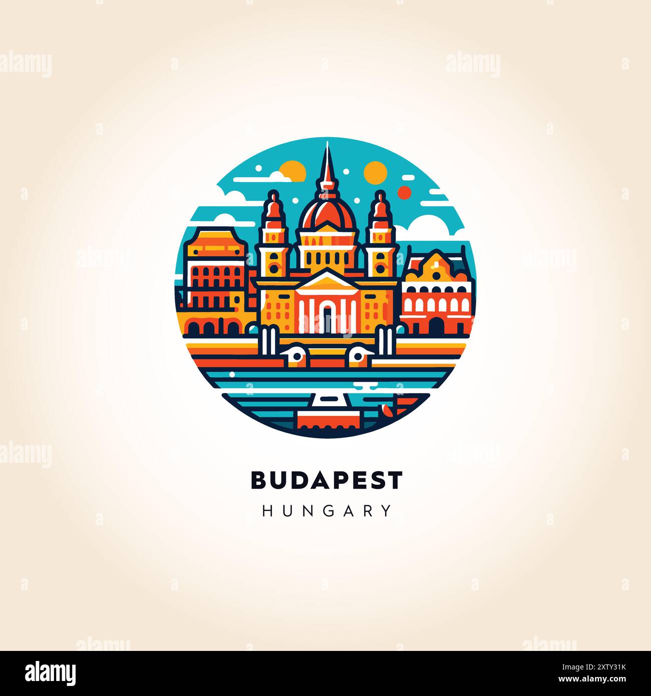 Budapest's Grandeur: Colorful Vector Illustration of Hungary's Capital ...