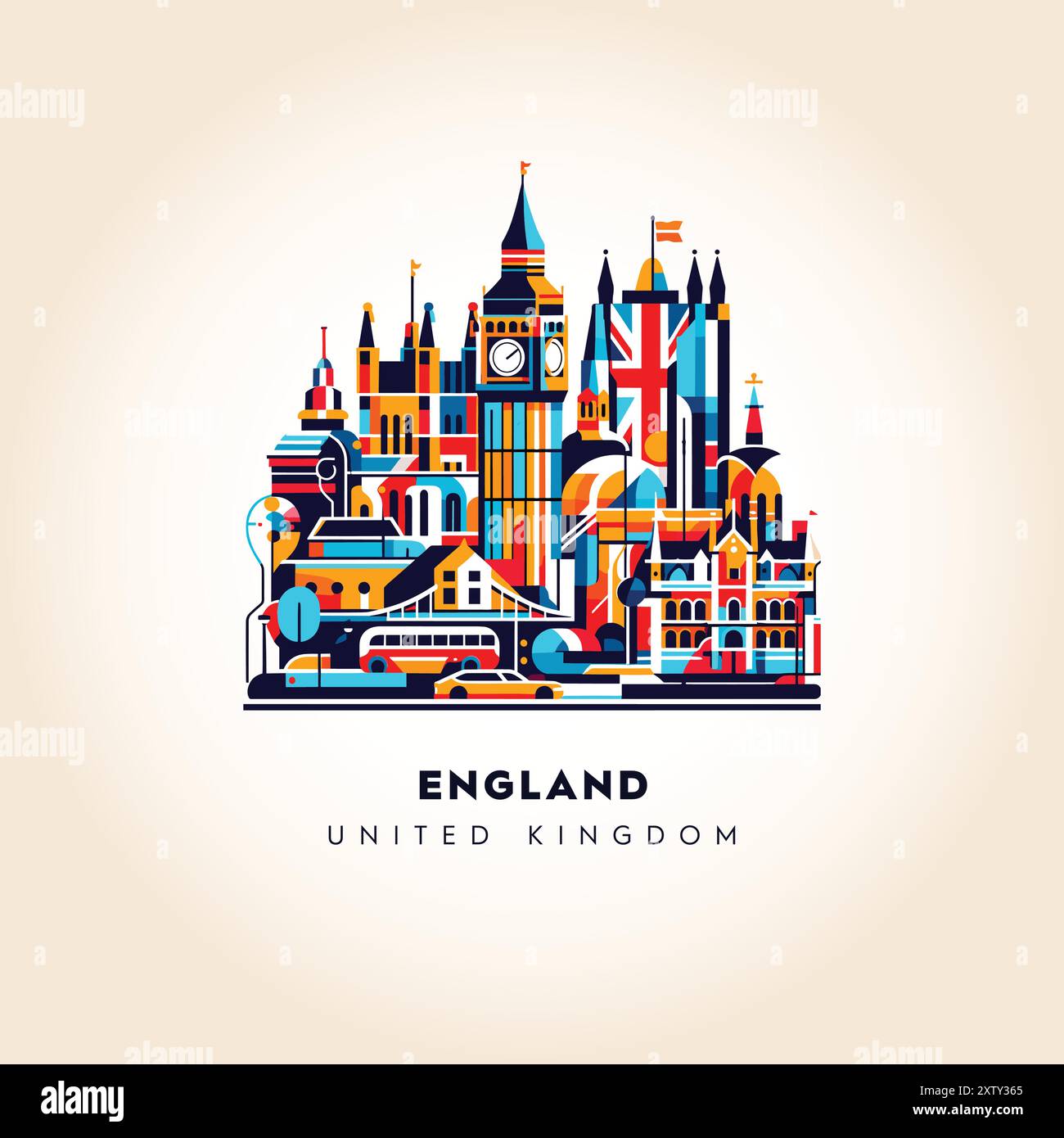 England Skyline: Colorful Abstract Vector Illustration Stock Vector ...