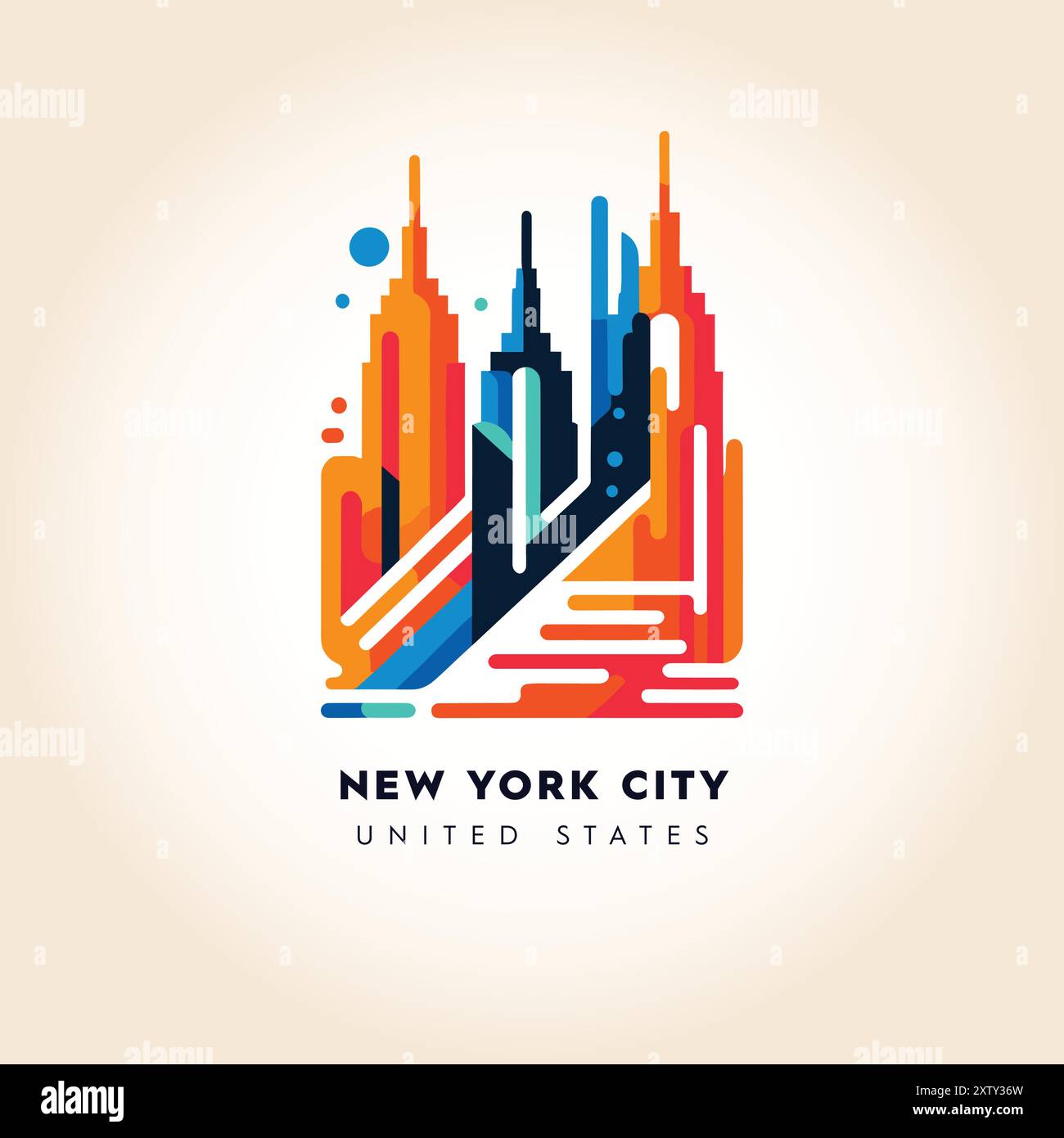 New York City Skyline: Colorful Abstract Vector Illustration Stock ...