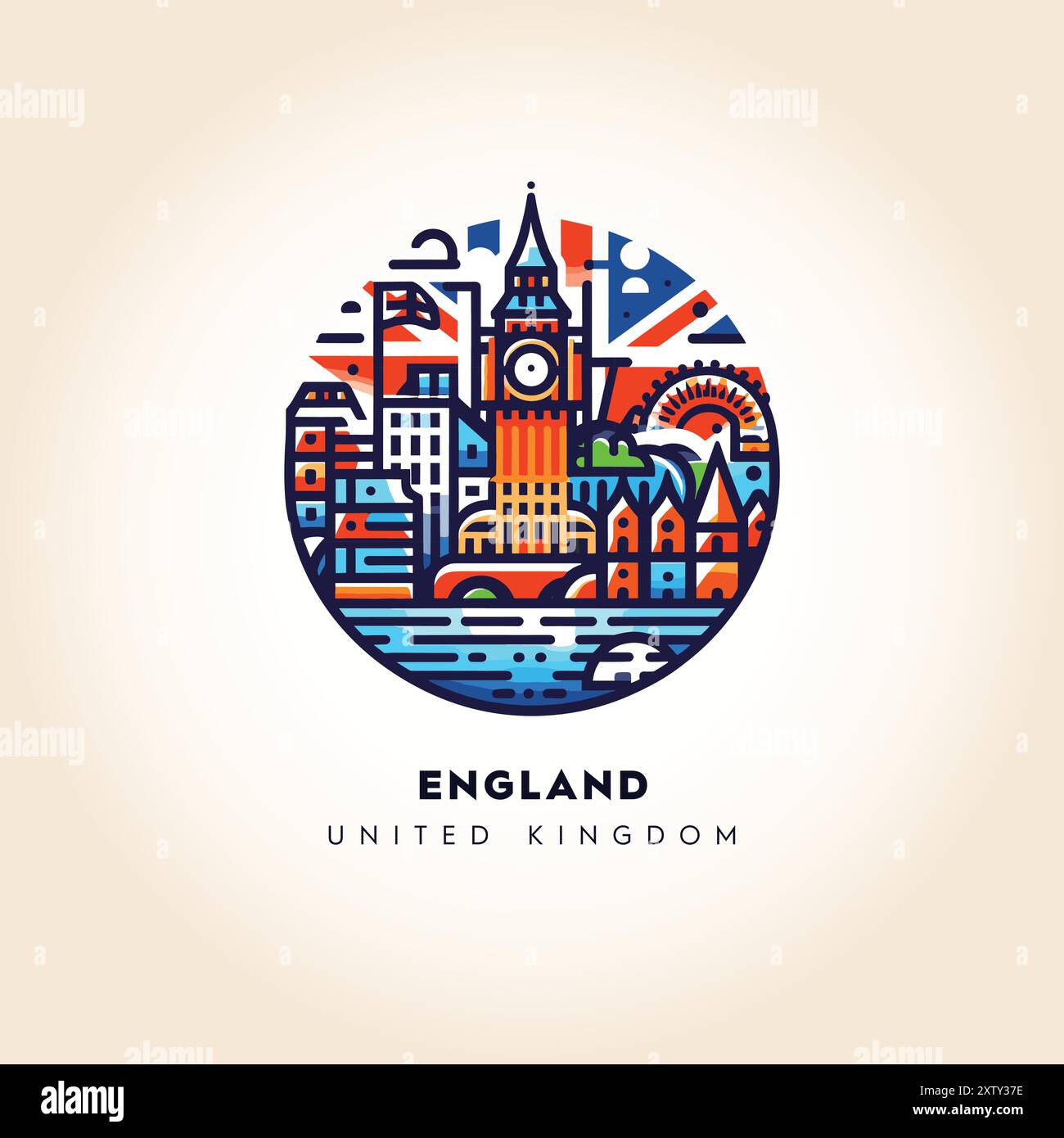 England Skyline: Colorful Abstract Vector Illustration Stock Vector ...