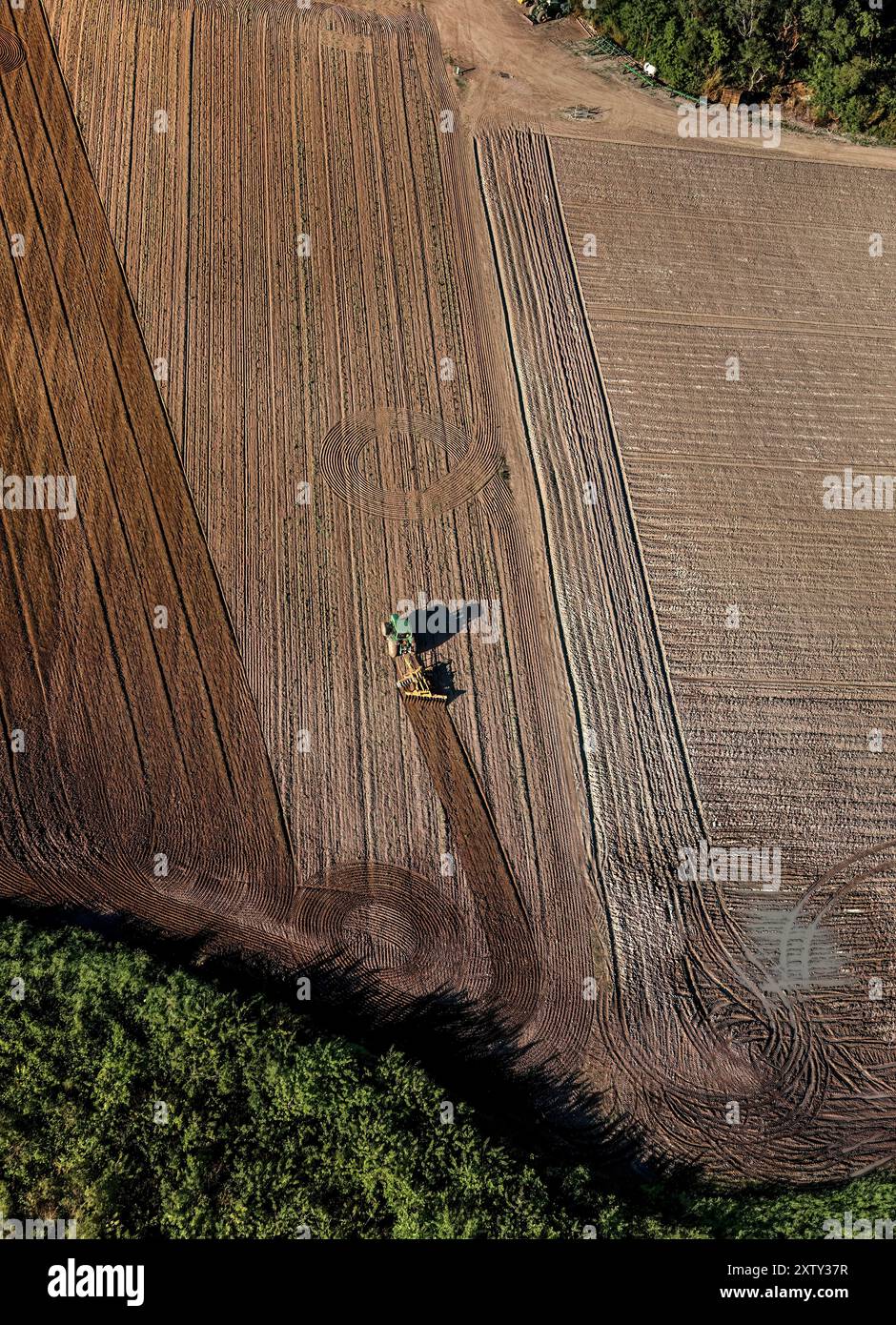 Aerial of Farmer Tilling the Fields; Southern Florida Agriculture Stock ...
