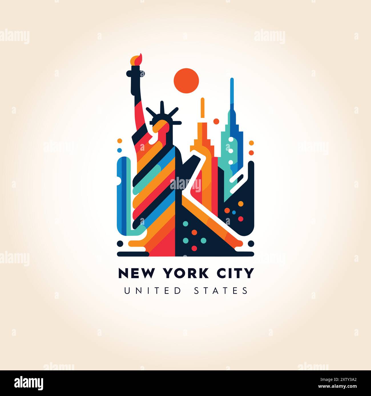 New York City Skyline: Colorful Abstract Vector Illustration Stock ...