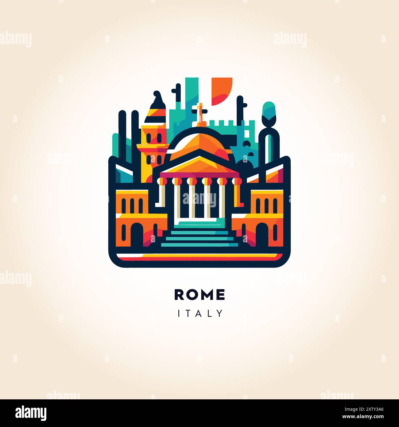 Roman Legacy: Colorful Vector Illustration of Rome's Historical ...