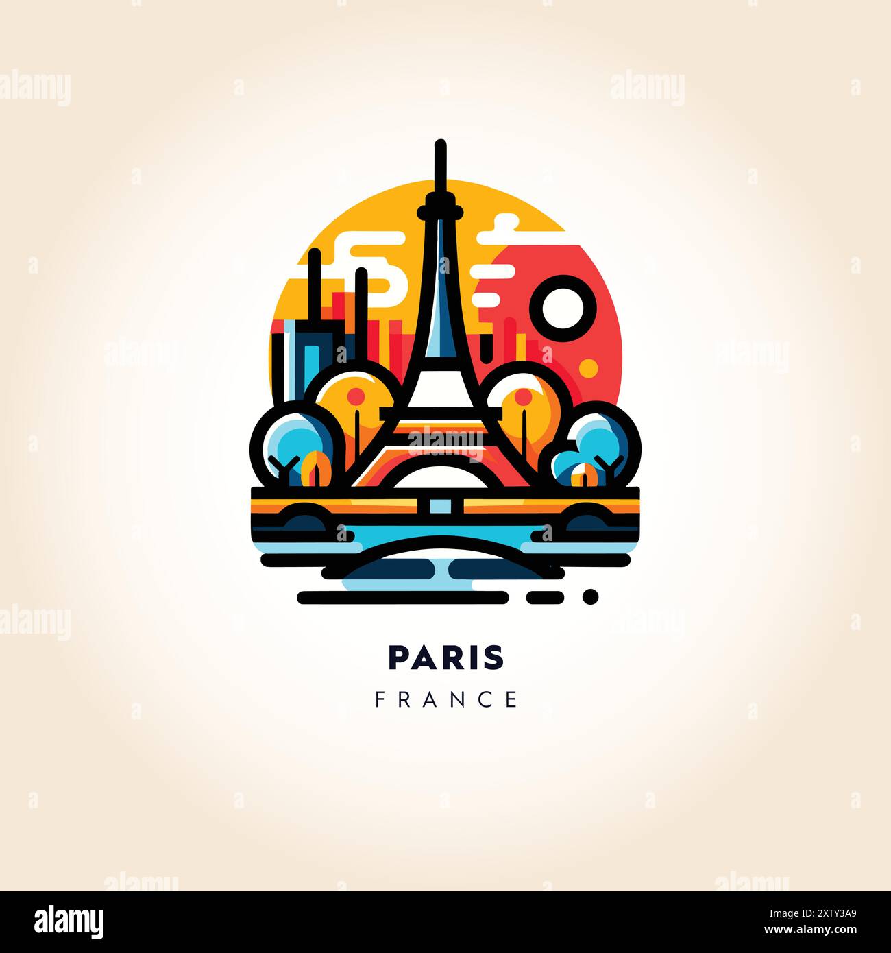 Parisian Elegance: Stylized Vector of the Iconic Eiffel Tower and ...