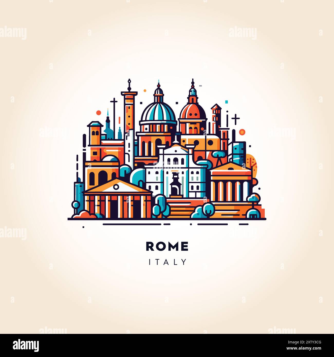 Roman Legacy: Colorful Vector Illustration of Rome's Historical ...