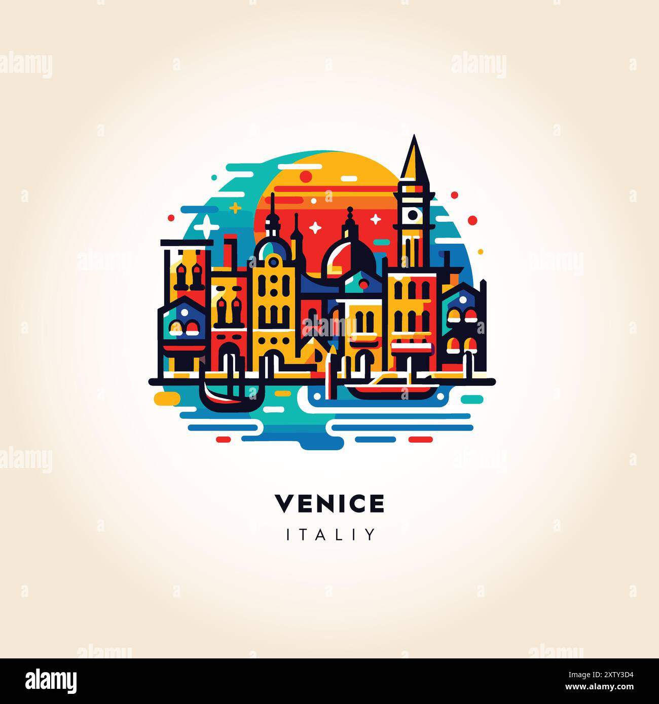 Venice Skyline: Colorful Abstract Vector Illustration Stock Vector ...