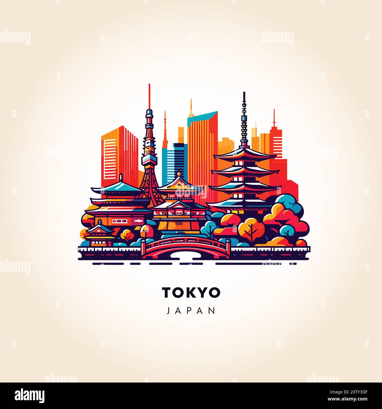 Tokyo Skyline: Colorful Abstract Vector Illustration Stock Vector Image ...