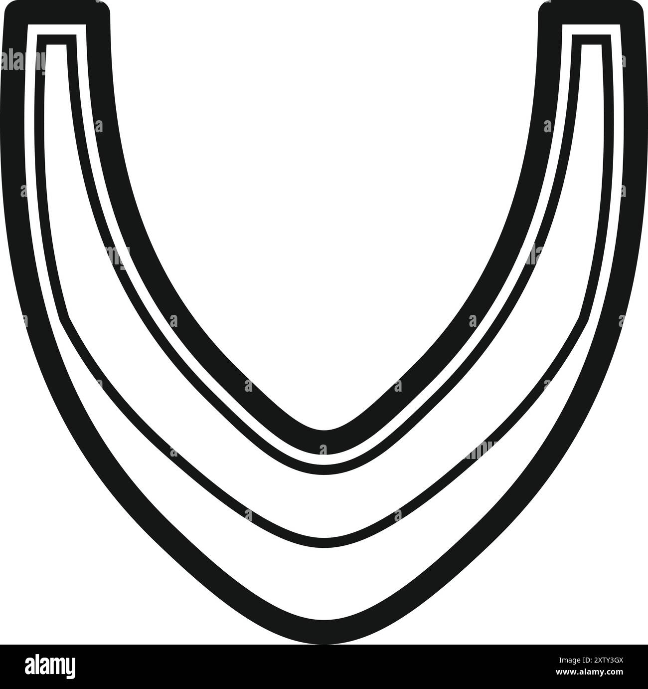 Mouth guard forming lines are creating a v shape on a white background ...