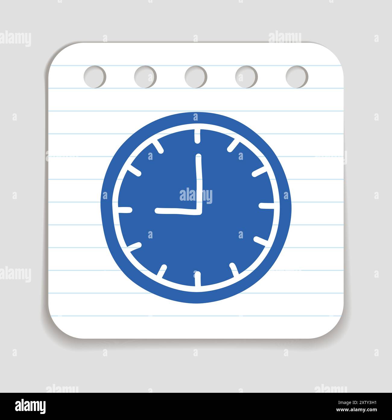 Doodle Wall Clock icon, blue pen hand drawn infographic symbol on a ...