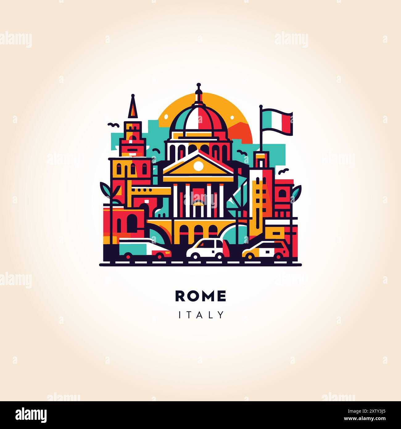 Roman Legacy: Colorful Vector Illustration of Rome's Historical ...