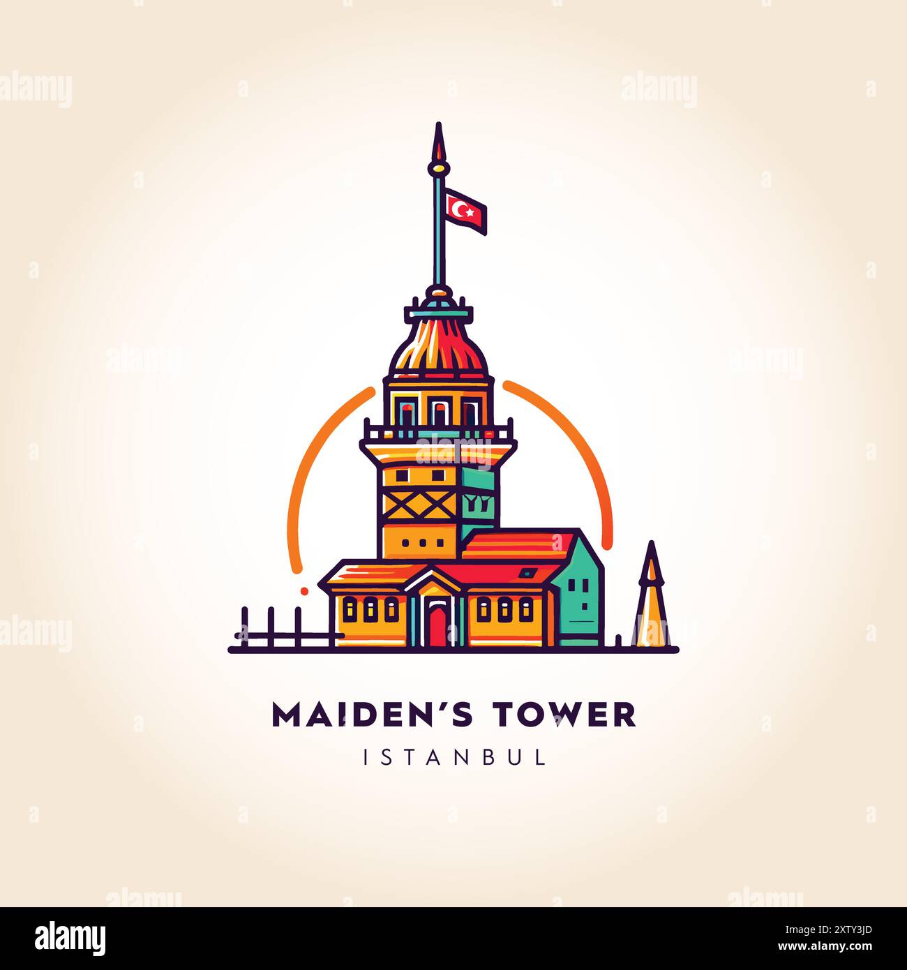 Minimal Vector Illustration of Maiden's Tower Stock Vector Image & Art ...