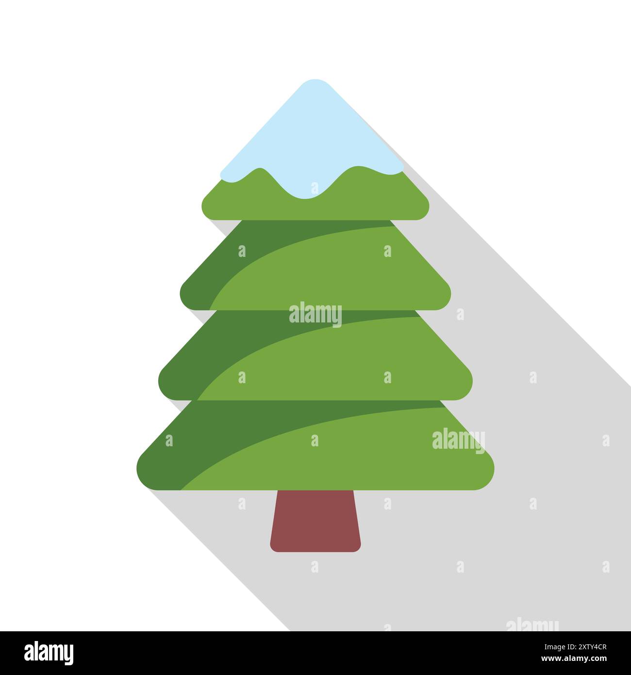 Simple vector illustration of a green pine tree covered with snow ...