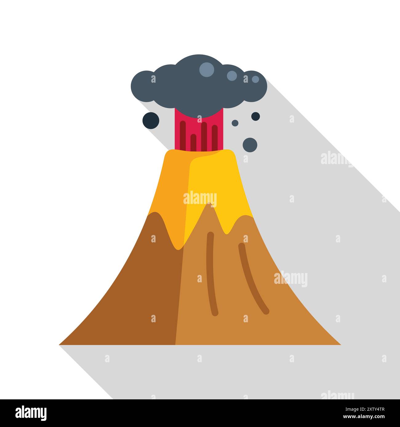 Volcano erupting, with lava flowing down the slopes, a natural disaster ...