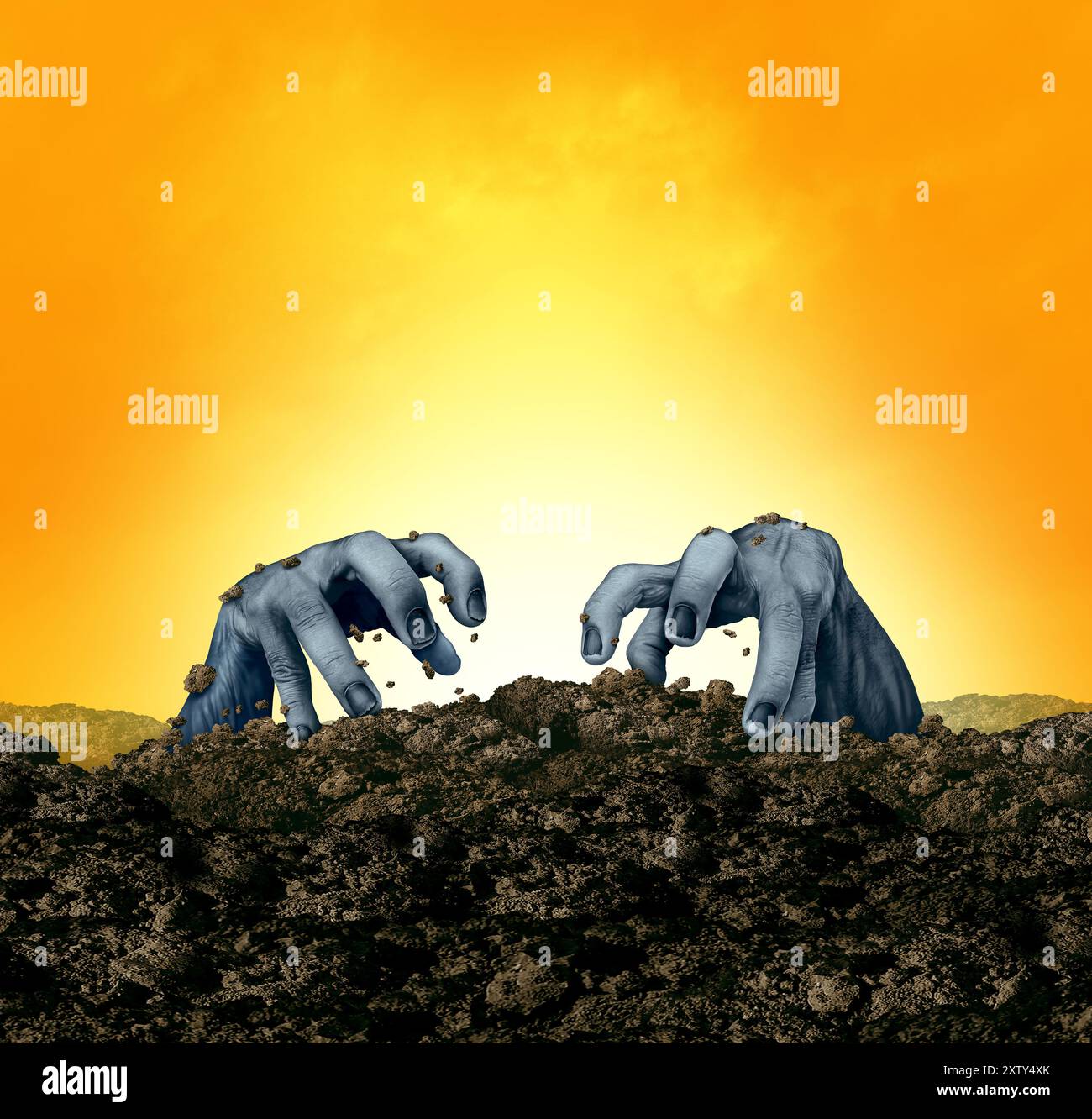 Halloween Monster Background as a Creepy Corps Crawling Out Of A Grave ...