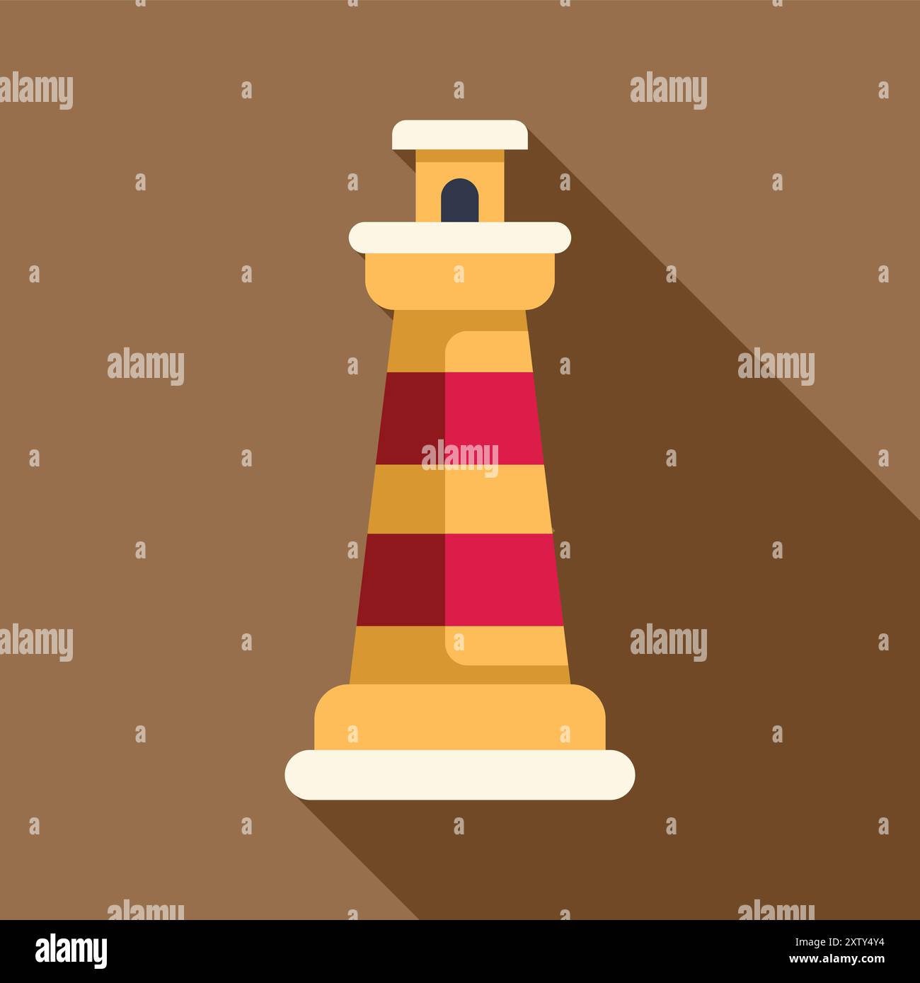 Lighthouse guiding ships with bright light at night flat vector ...
