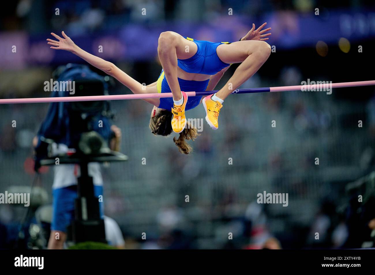 PARIS, FRANCE - 4 AUGUST, 2024: MAHUCHIKH Yaroslava, Women's High Jump Final, Olympic Games 2024 ...