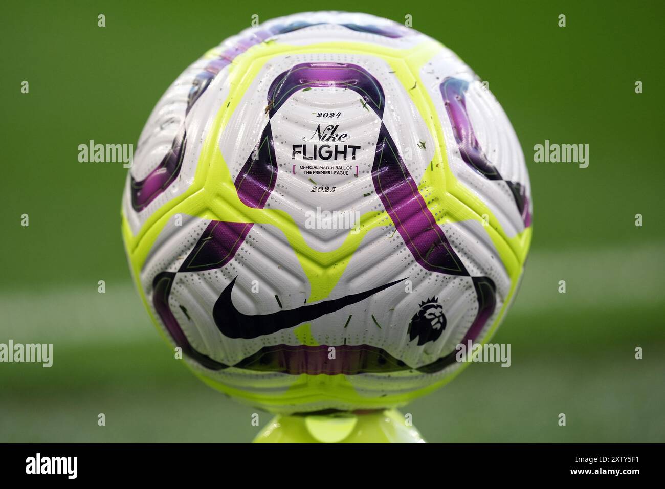 A Nike Flight match ball on a cone during the Premier League match at ...