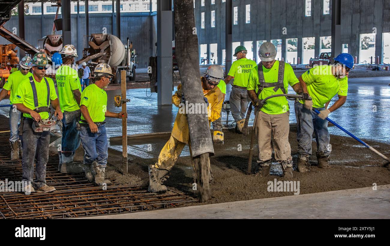 Concrete Pour over Rebar (reinforcing steel, reinforcement steel Stock ...
