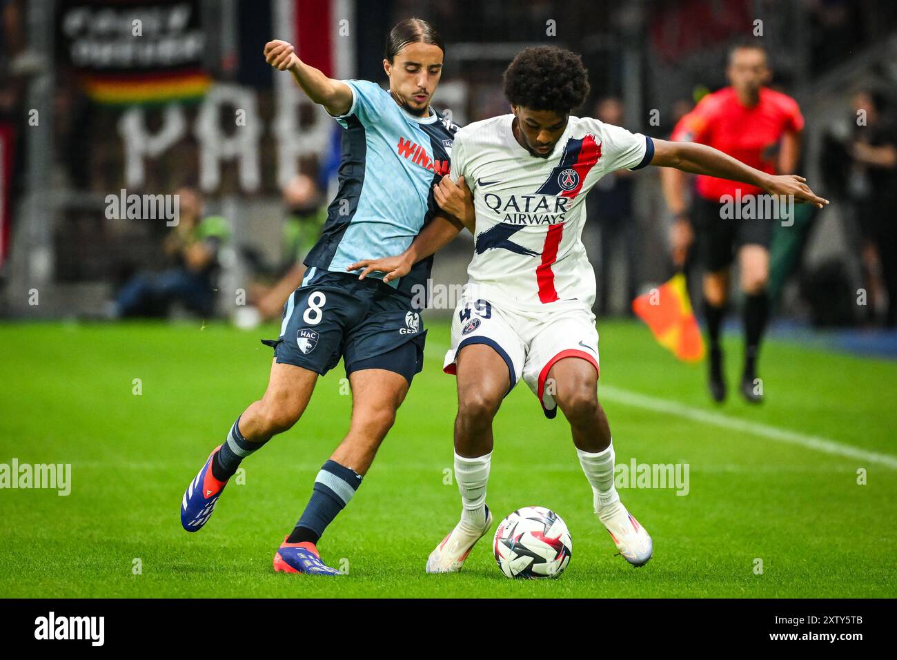 Le Havre, France. 16th Aug, 2024. Yassine KECHTA of Le Havre AC and ...