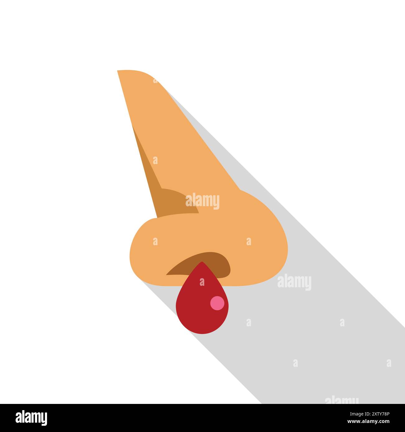 Human nose bleeding, blood dropping from nose, healthcare and medical treatment concept on white ...