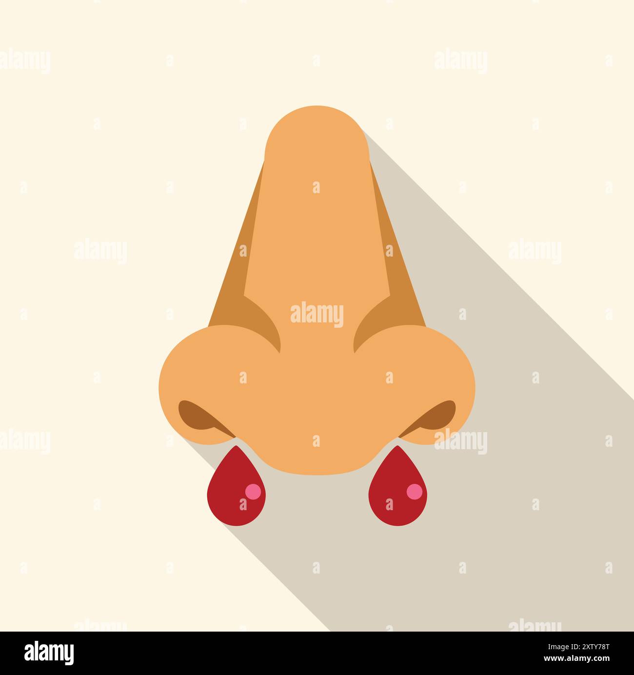 Human nose bleeding, showing epistaxis symptom in flat design with long shadow Stock Vector ...