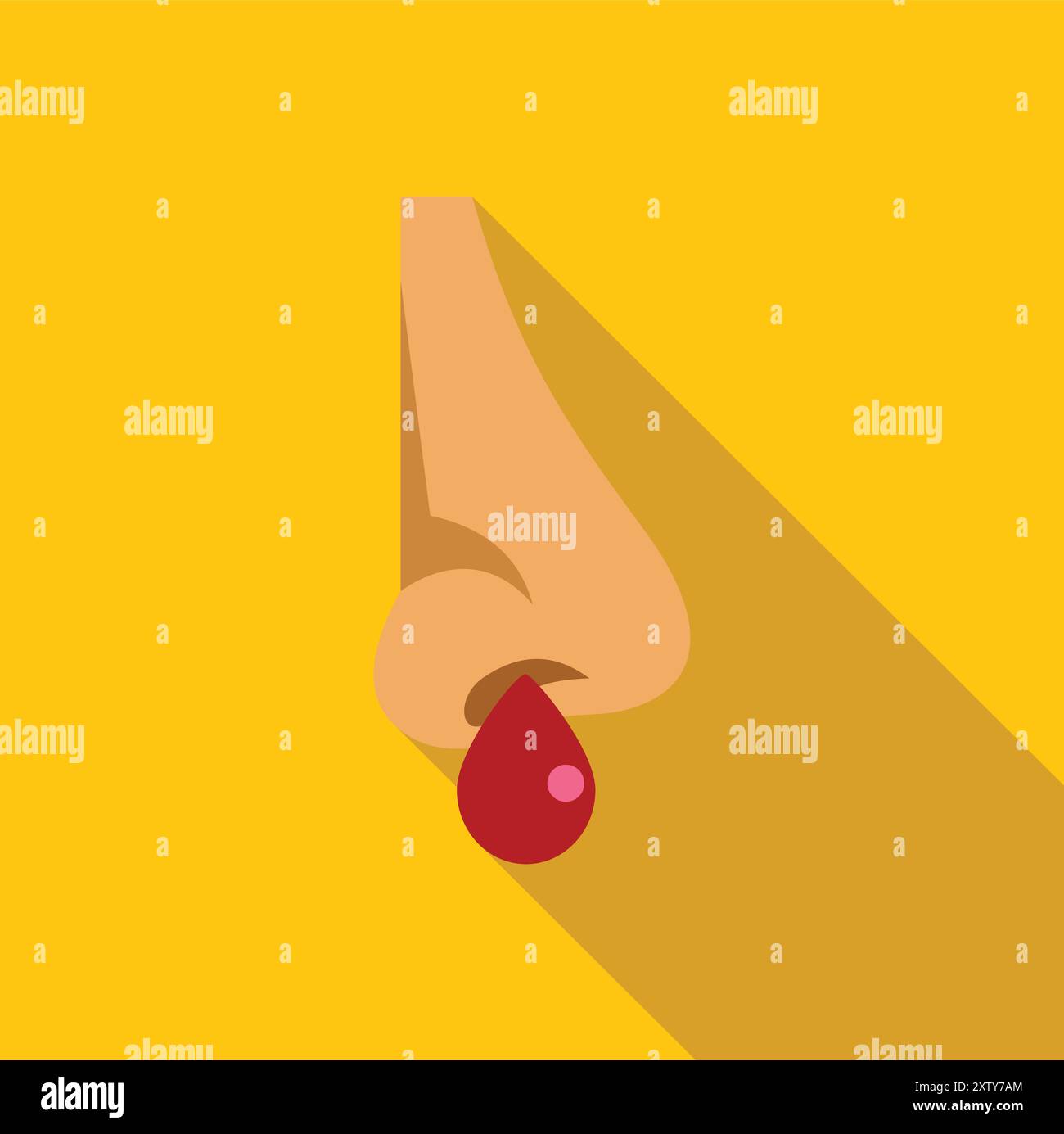 Human nose bleeding with a drop of blood, health problem concept Stock ...