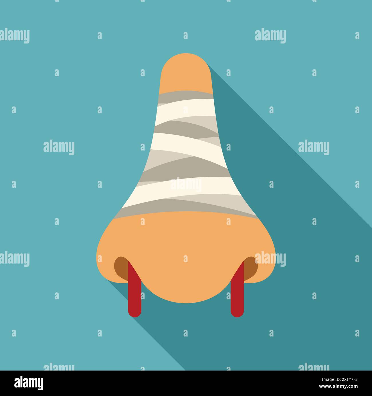 Nose bleeding with a bandage covering the injury, medical treatment concept Stock Vector Image ...