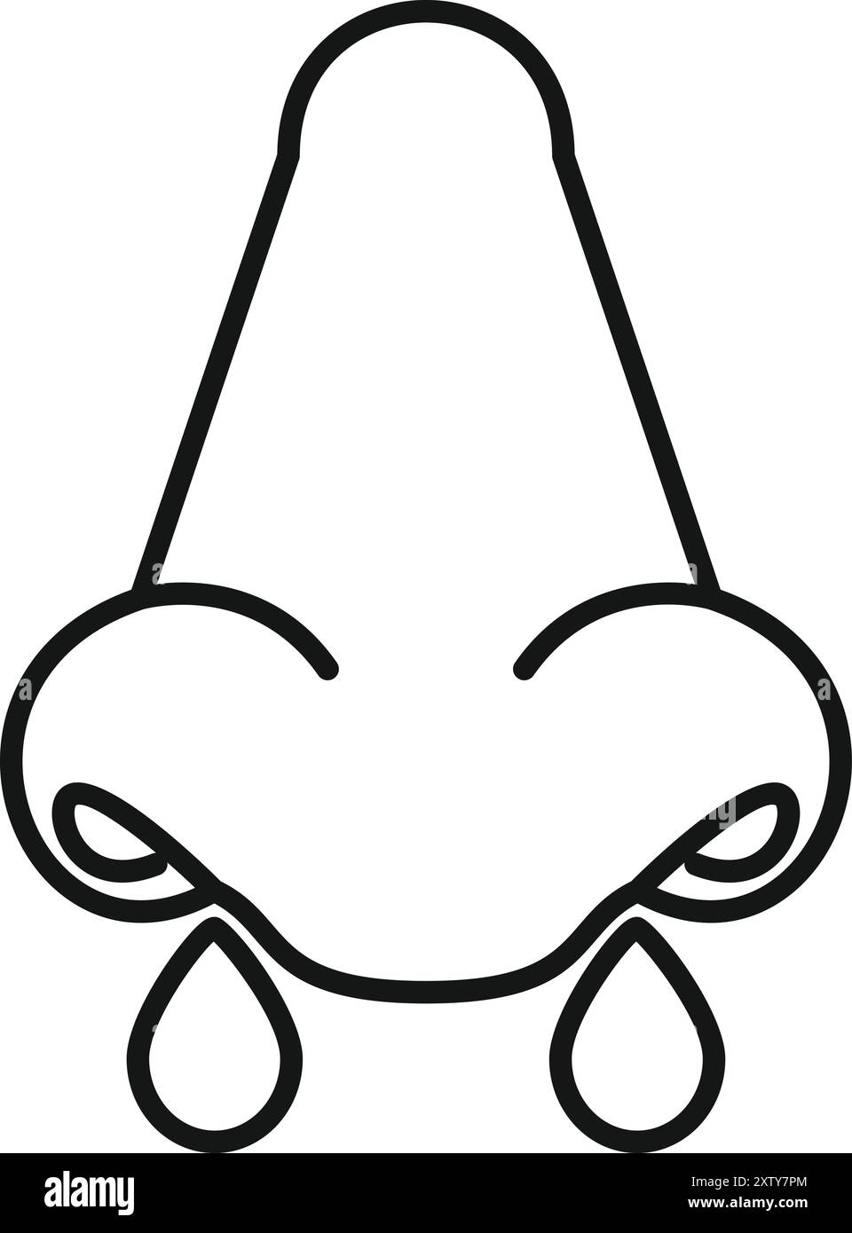 Simple line drawing of a human nose with snot flowing out of the ...