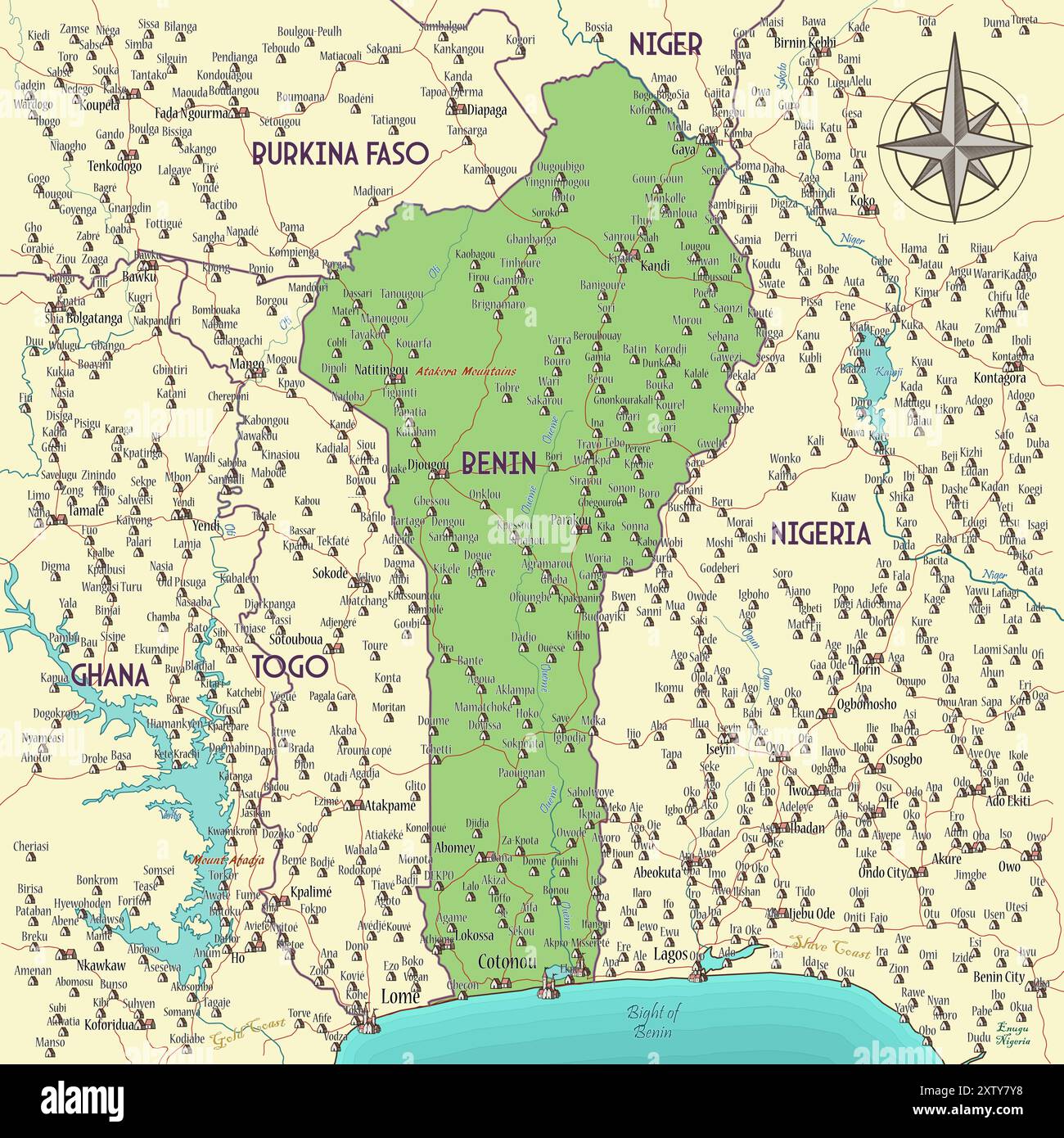 Artistic map of Benin vintage fantasy style Stock Vector Image & Art ...