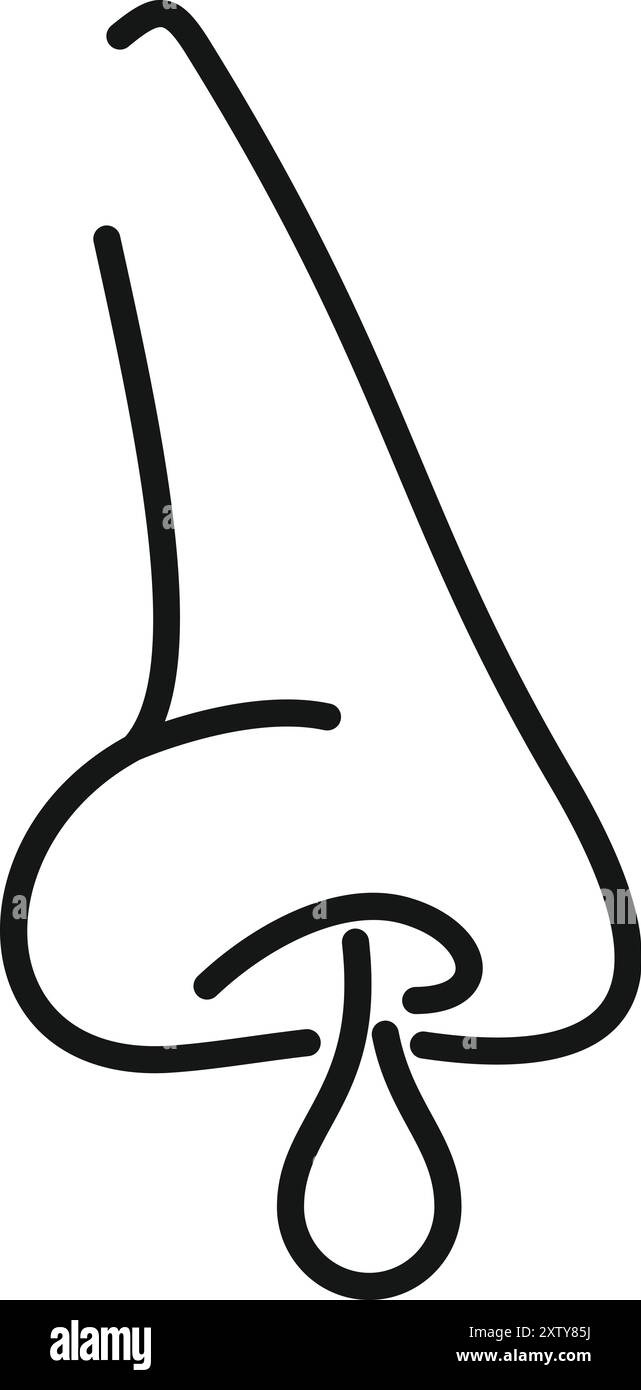 Simple line drawing of a human nose with mucus dripping from one ...