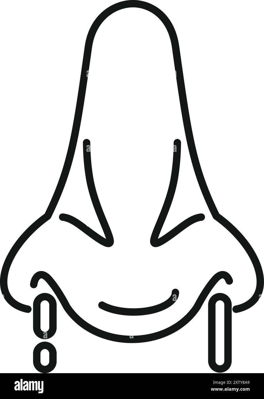 Linear icon of a human nose with mucus flowing, representing symptoms ...