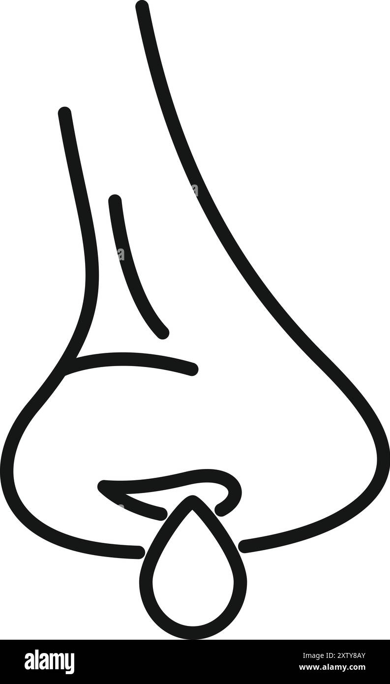 Minimalist outline icon of a bleeding nose with a blood drop flowing from a nostril Stock Vector ...
