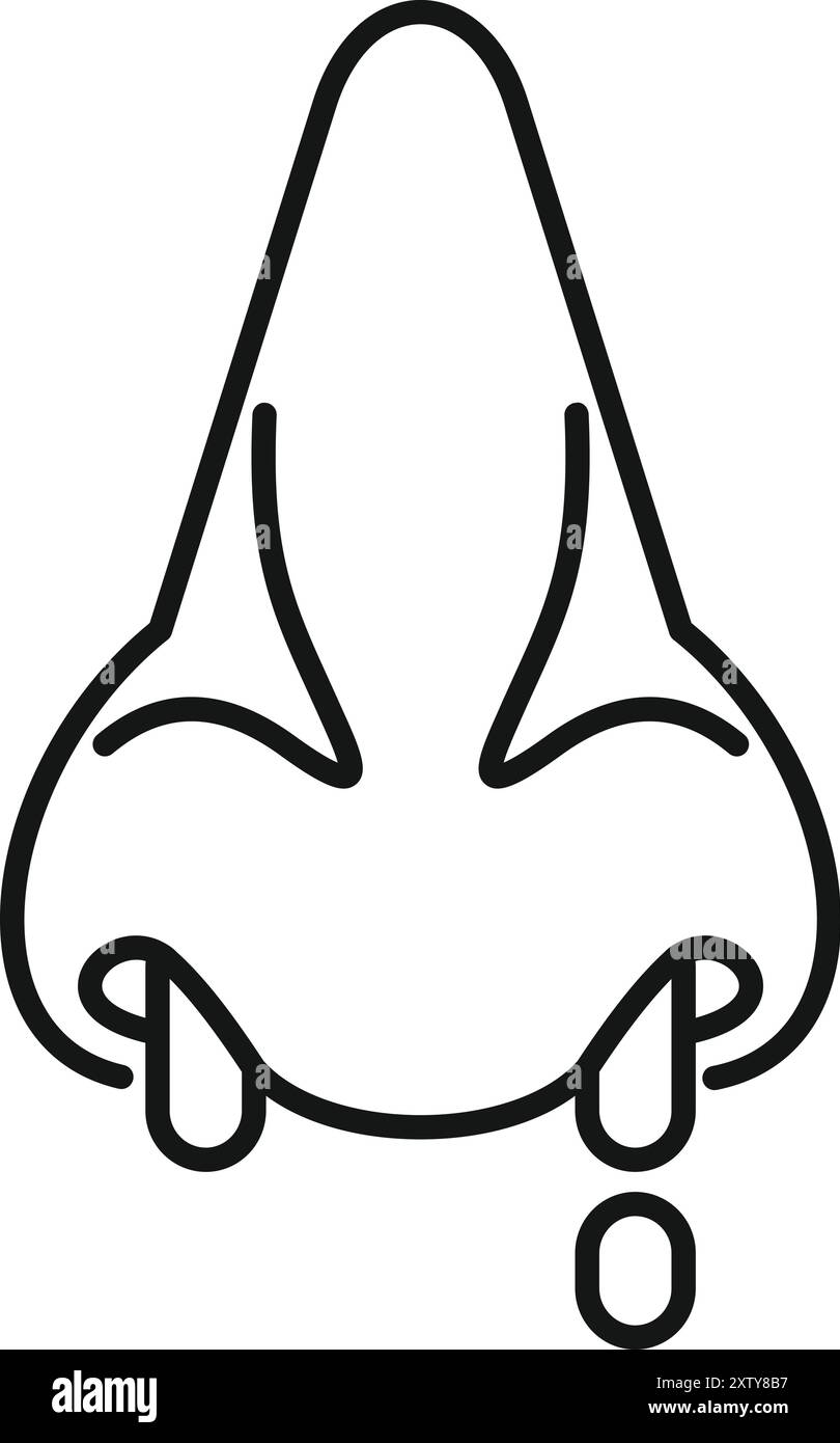 Human nose with a cold, showing the concept of illness and sickness ...