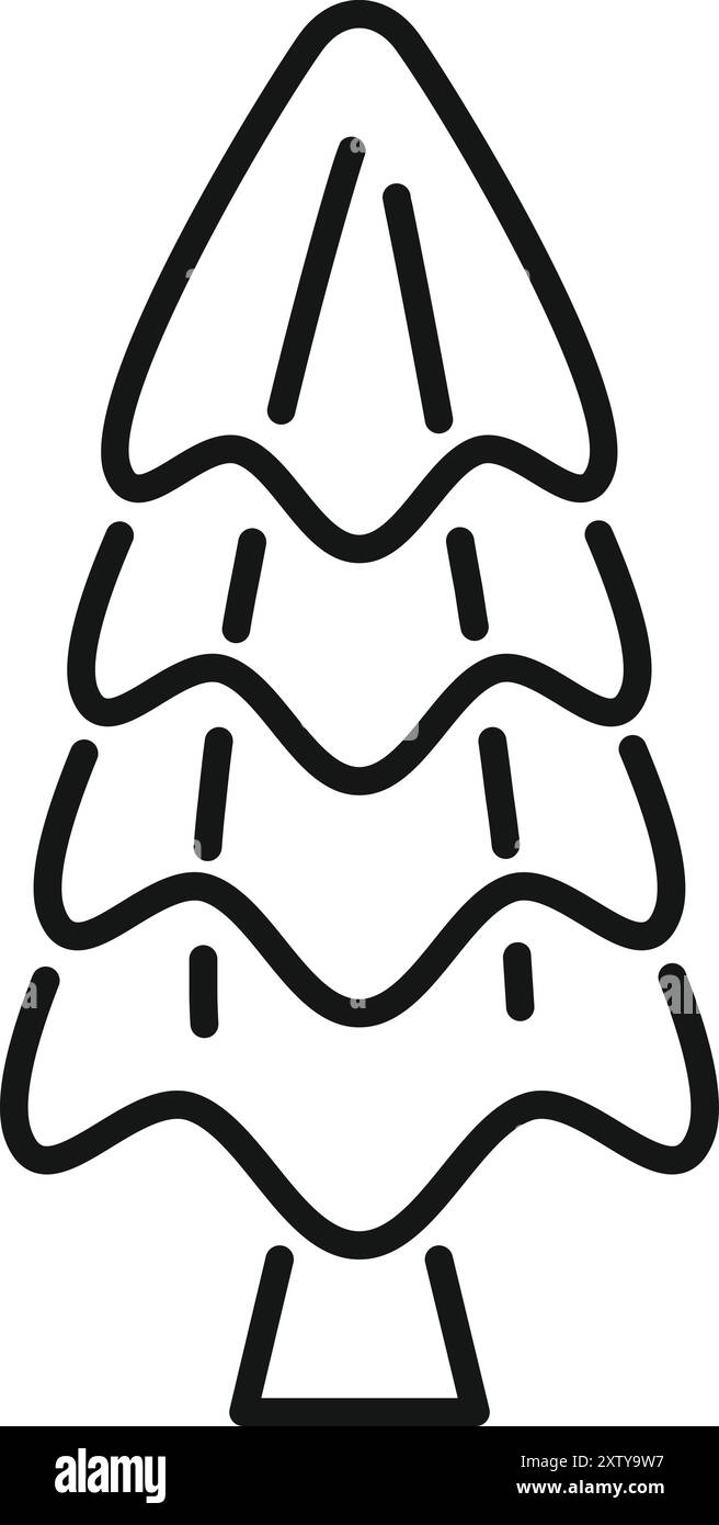 Simple christmas tree icon with a unique wavy branch design Stock ...
