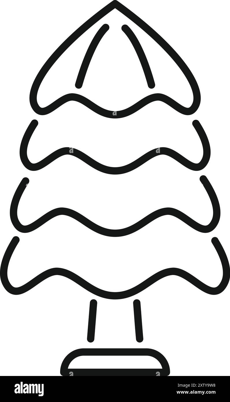 Stylized christmas tree icon with wavy branches growing upwards ...