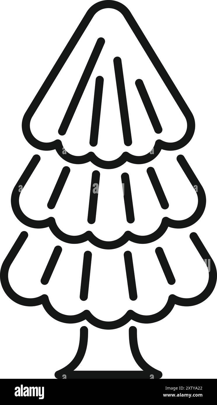 Simple line art icon of a coniferous evergreen tree growing ...