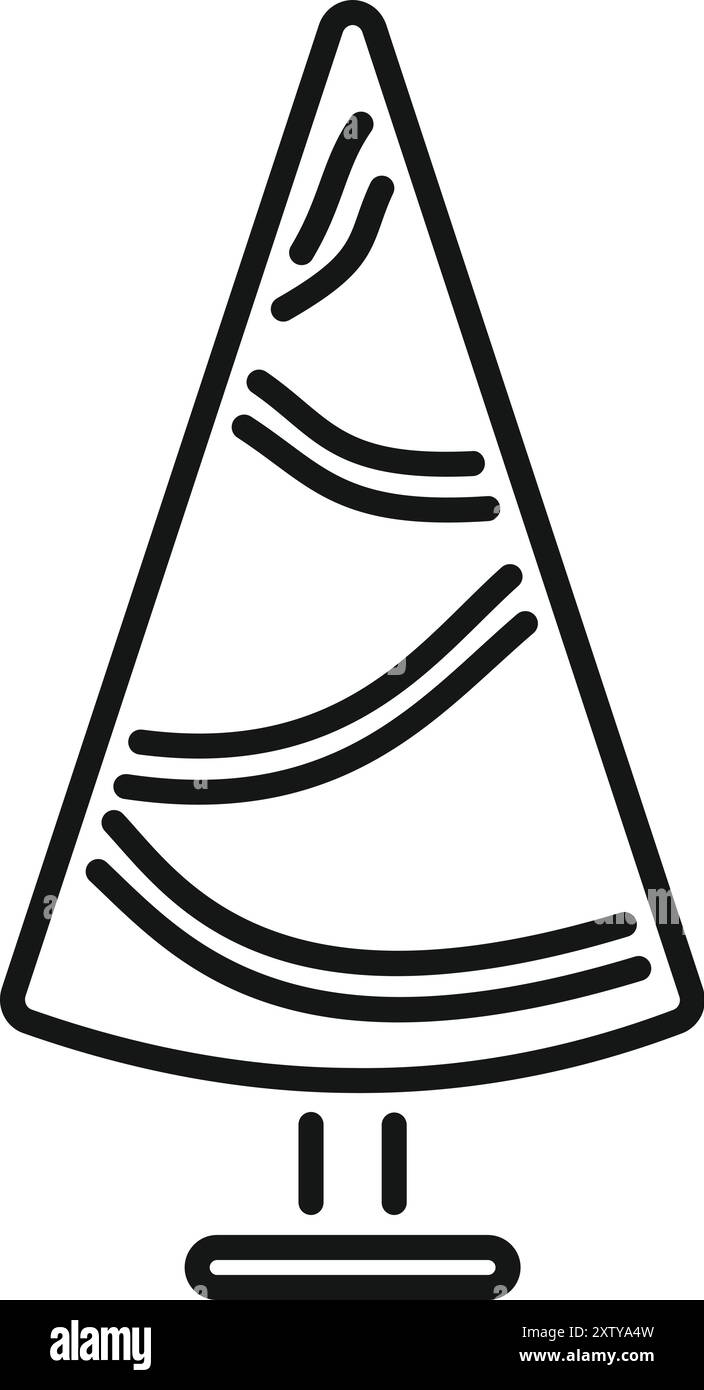 Line art illustration of a christmas tree with a modern and minimalist ...