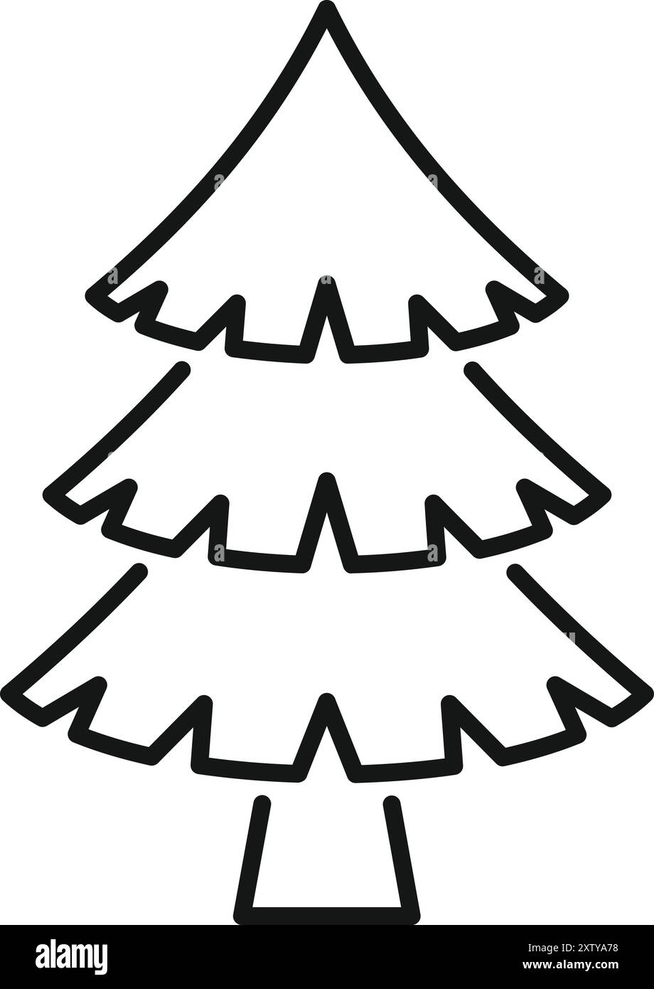 Stylized fir tree with a thick black outline isolated on a white ...