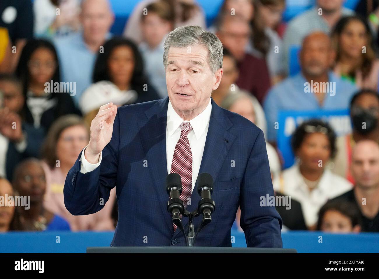 North Carolina Governor Roy Cooper speaks onstage during a Kamala ...