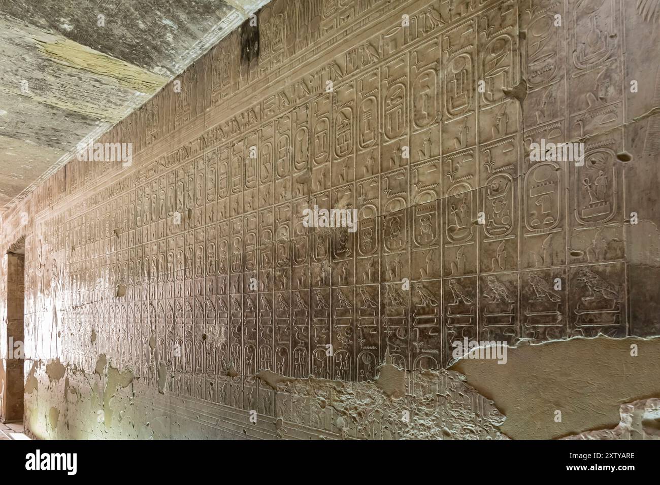 Temple of Abydos, temple of Seti I, King's list, relief of King's names ...