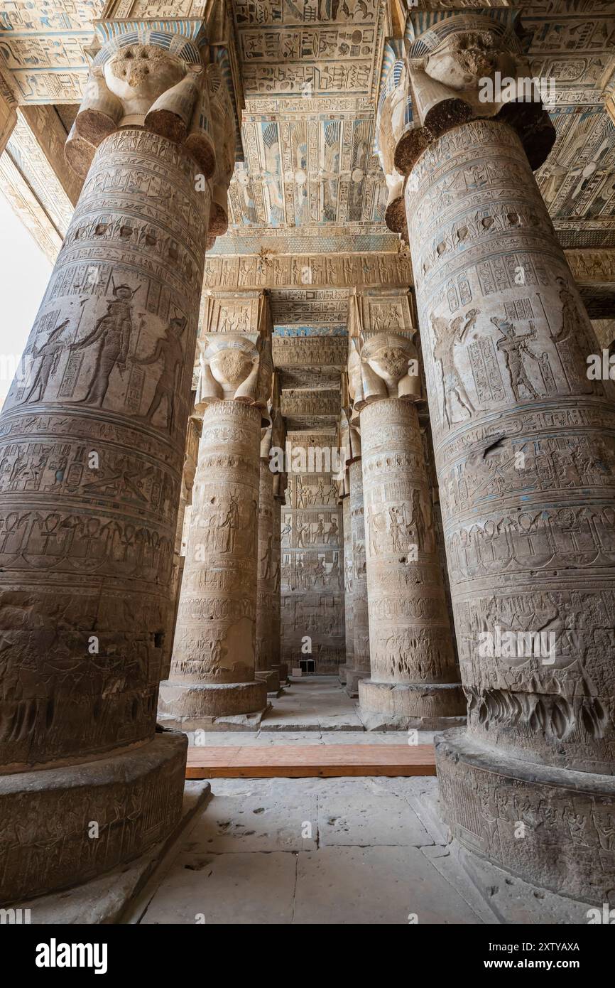 Dendera(Denderah) Temple complex, Hathor temple, hypostyle vestibule ...