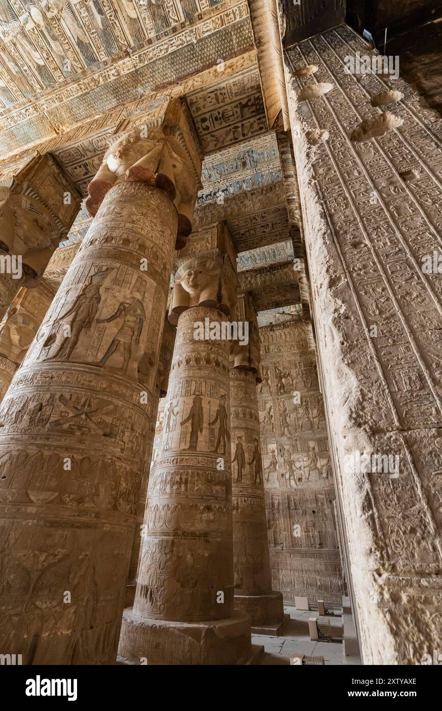 Dendera(Denderah) Temple complex, Hathor temple, hypostyle vestibule ...