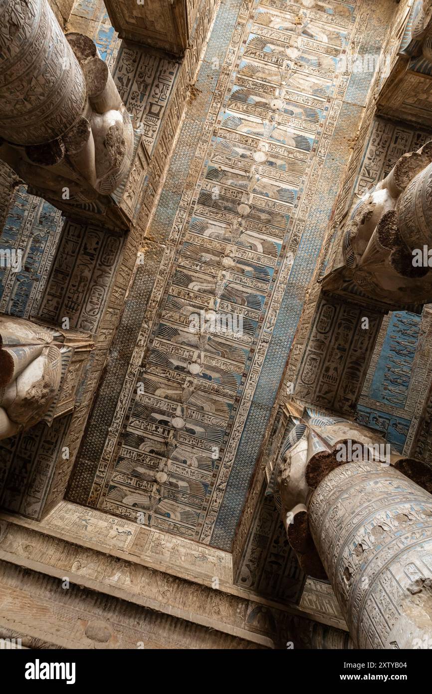 Dendera(Denderah) Temple complex, Hathor temple, ceiling of vestibule ...