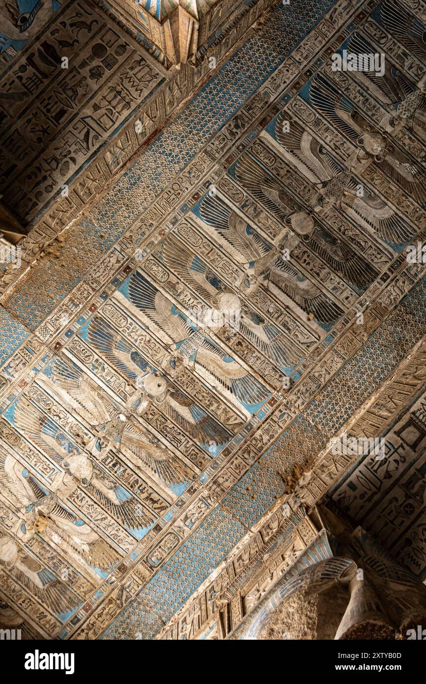 Dendera(Denderah) Temple complex, Hathor temple, ceiling of vestibule ...