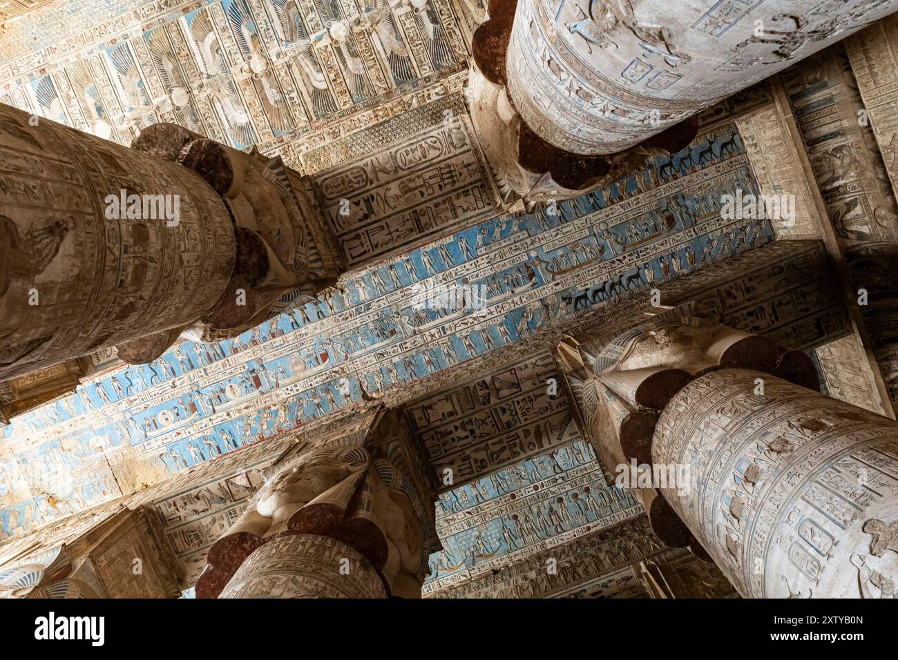 Dendera(Denderah) Temple complex, Hathor temple, ceiling of vestibule ...