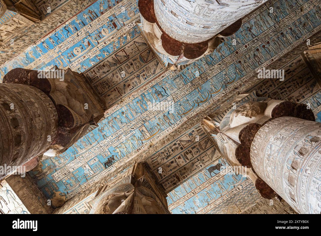 Dendera(Denderah) Temple complex, Hathor temple, ceiling of vestibule ...