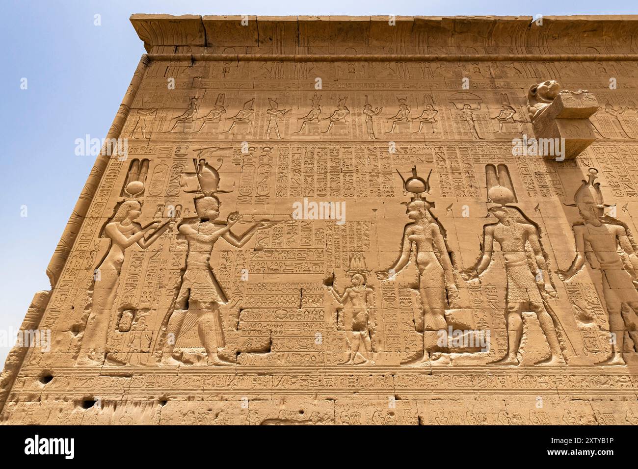 Dendera(Denderah) Temple complex, Hathor temple, southern exterior wall with Cleopatra VII ...