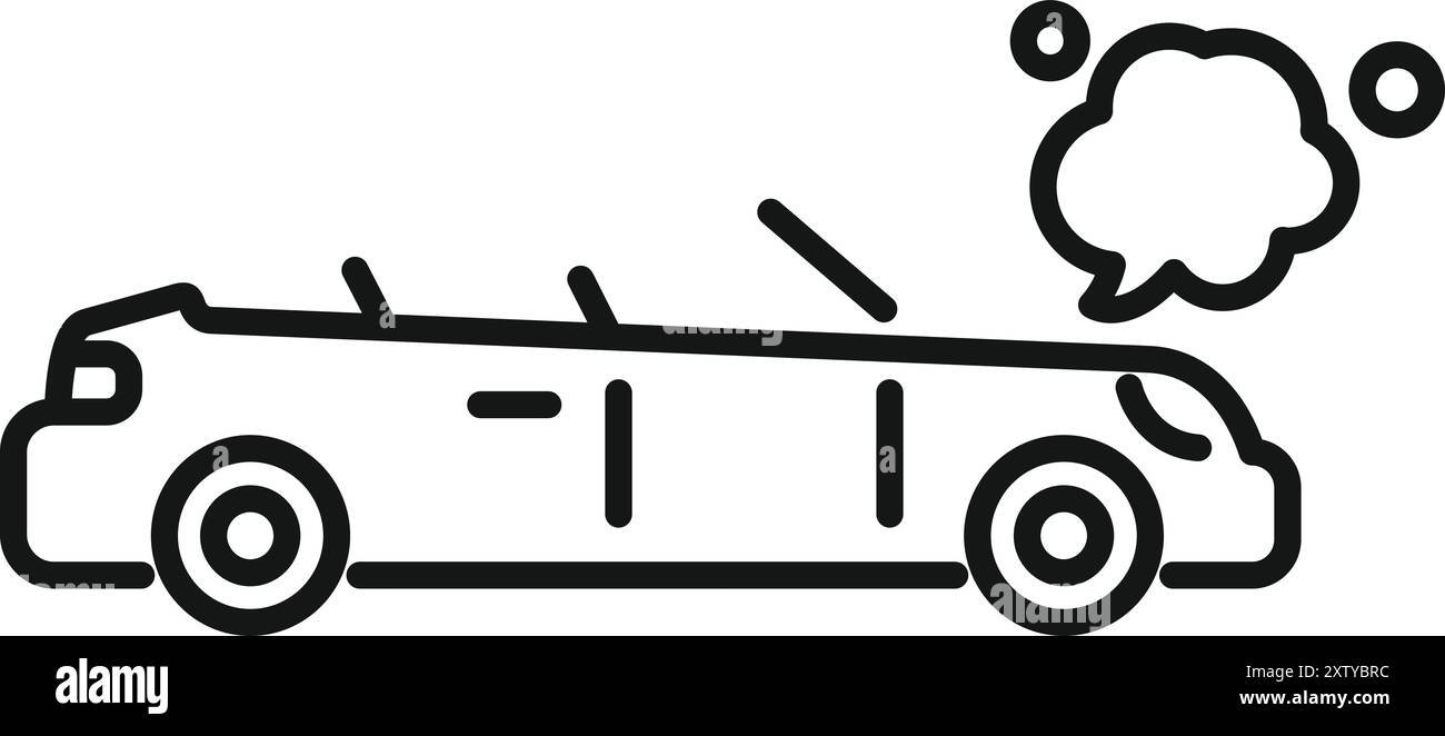 Line drawing of a limousine car emitting smoke from its hood Stock ...
