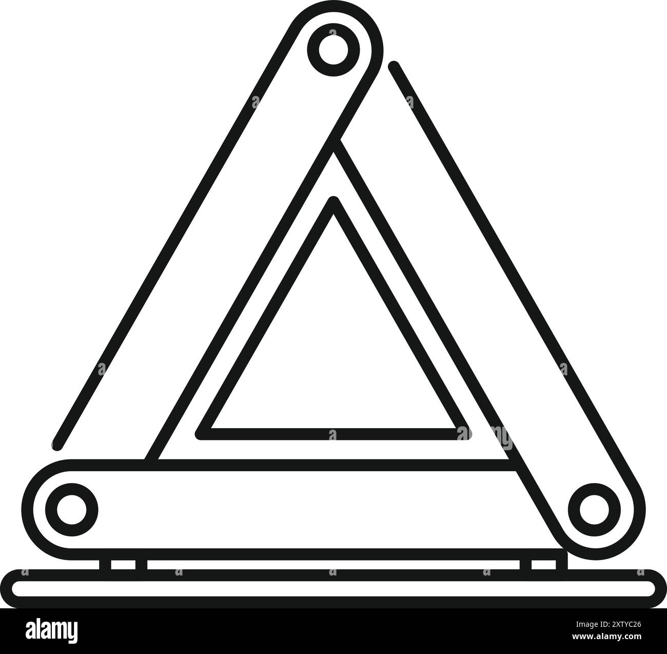 Outline icon of a folding portable warning triangle, an essential ...